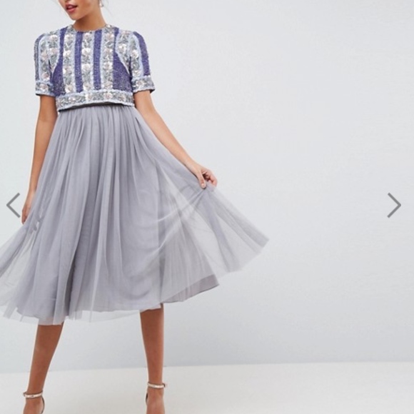 ASOS | Dresses | Asos Midi Floral Paneled Tulle Dress | Poshmark
